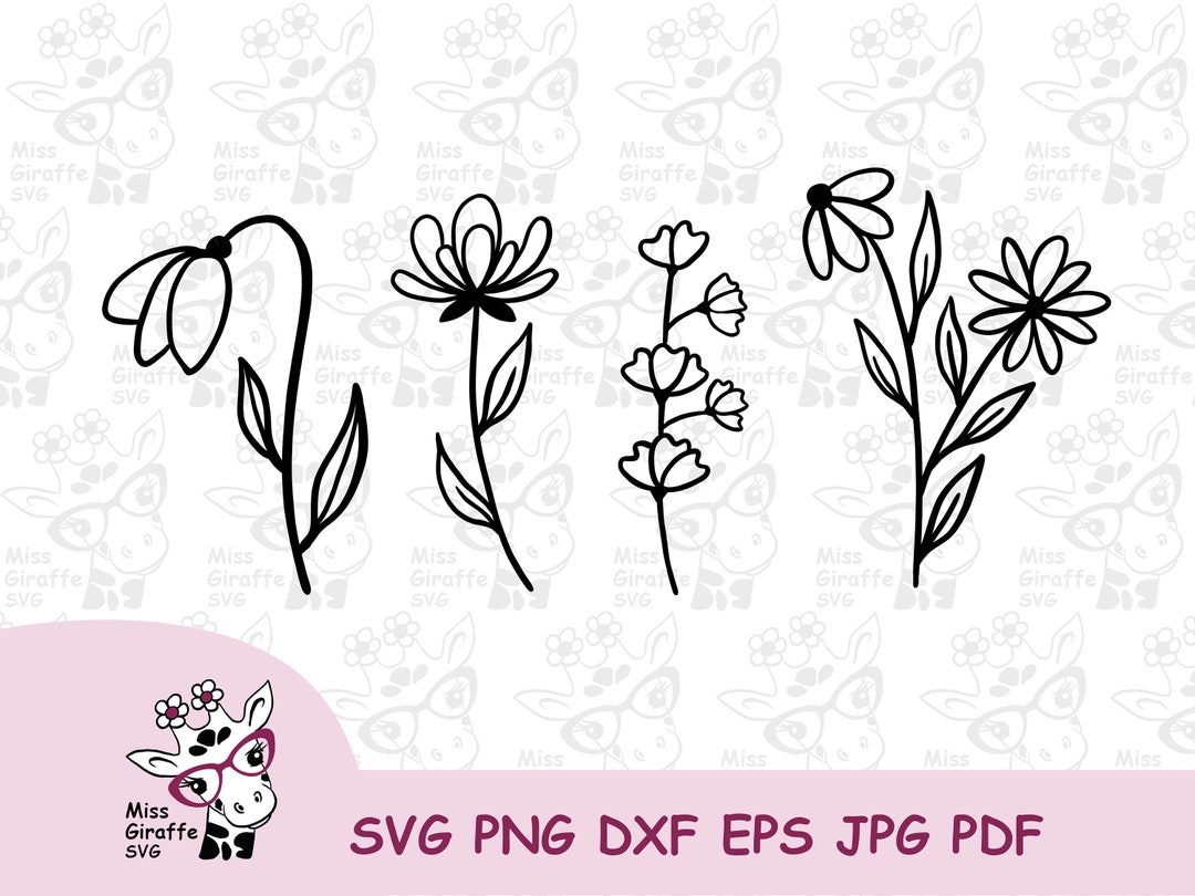 Wildflower SVG Files for Cricut Hand Drawn Flower Cut File Doodle ...
