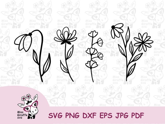 Wildflower SVG Files for Cricut Hand Drawn Flower Cut File - Etsy