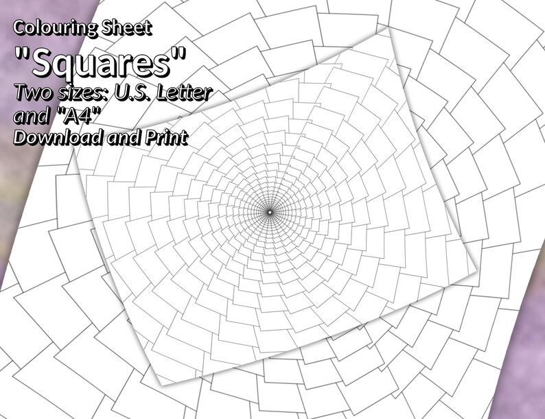 Squares Coloring Sheet - U.S. Letter and A4 Digital Download - Etsy