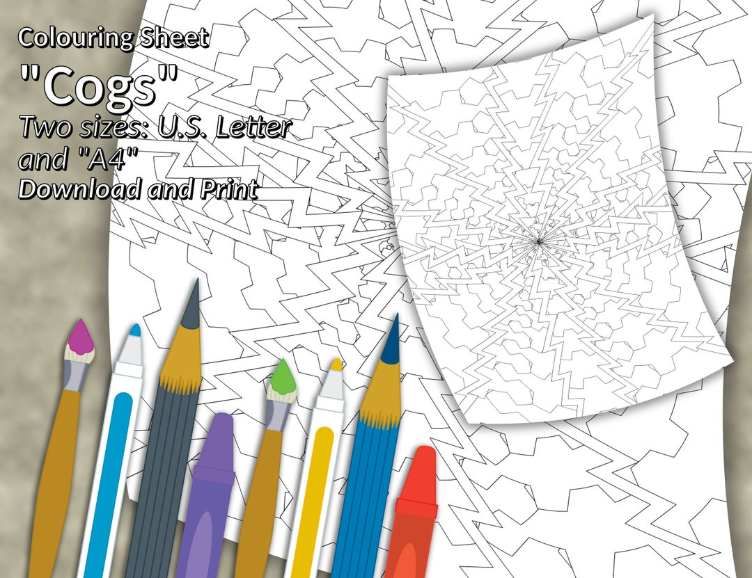 Cogs Coloring Sheet U.S. Letter and A4 Digital Download - Etsy Canada