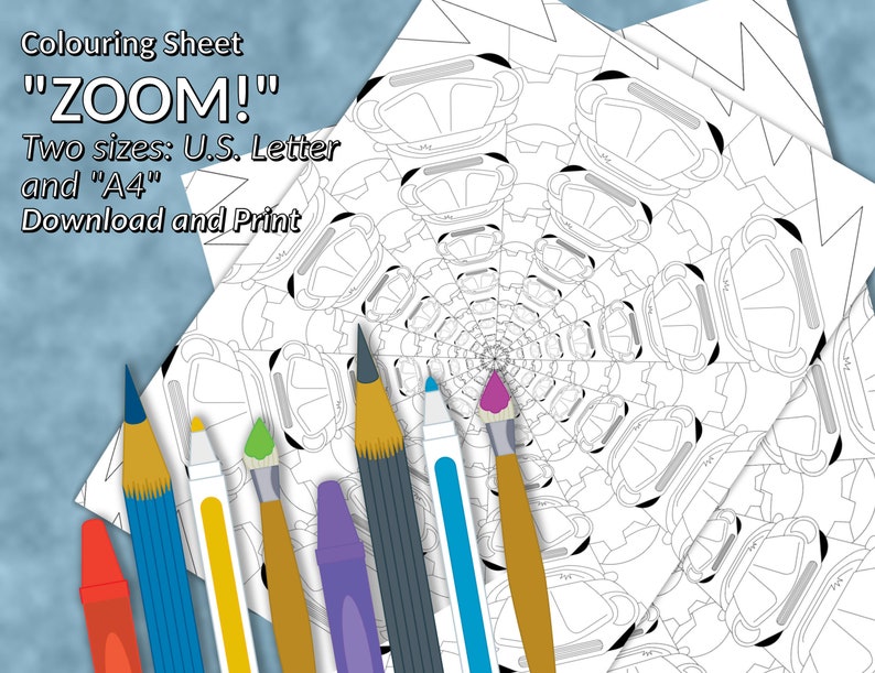 ZOOM! Coloring Sheet - U.S. Letter and A4 Digital Download - Etsy