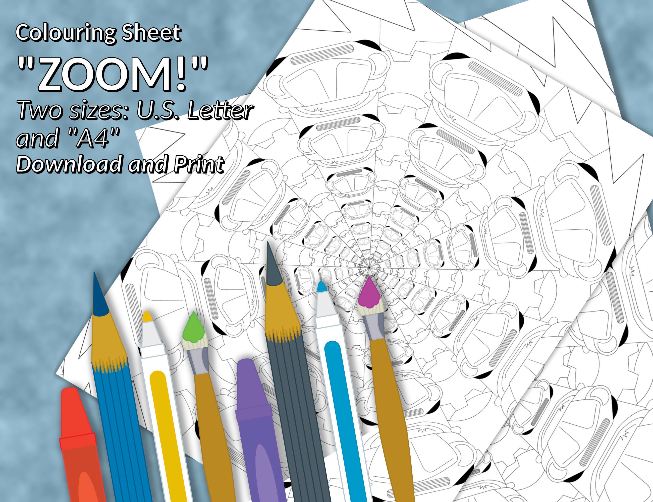 ZOOM! Coloring Sheet - U.S. Letter and A4 Digital Download - Etsy