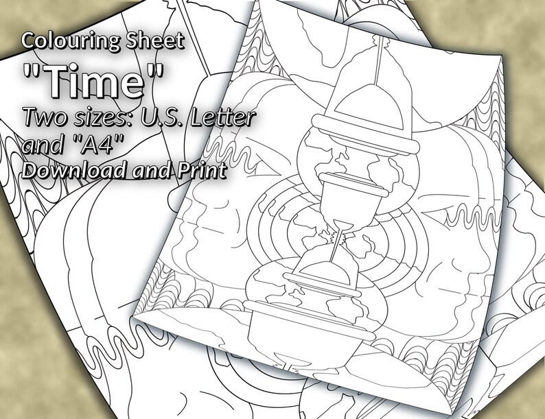 Time Coloring Sheet U.S. Letter and A4 Digital Download - Etsy