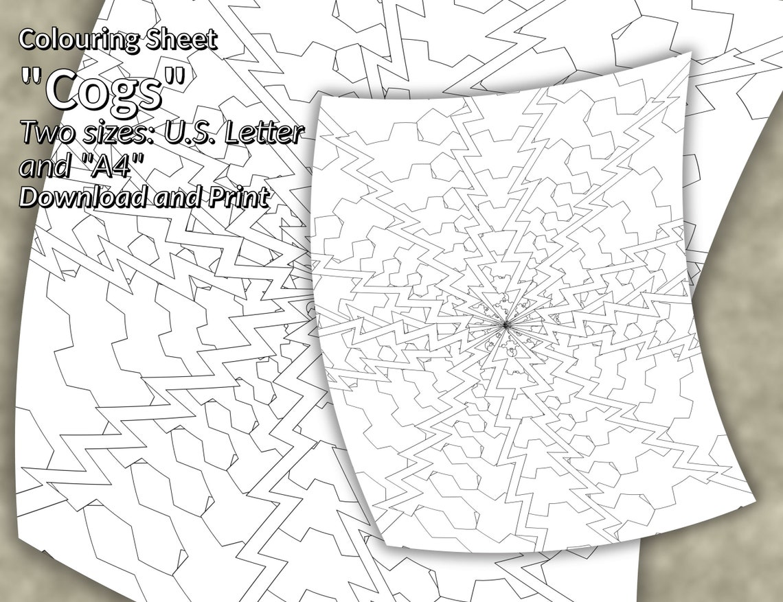 Cogs Coloring Sheet U.S. Letter and A4 Digital Download - Etsy Canada