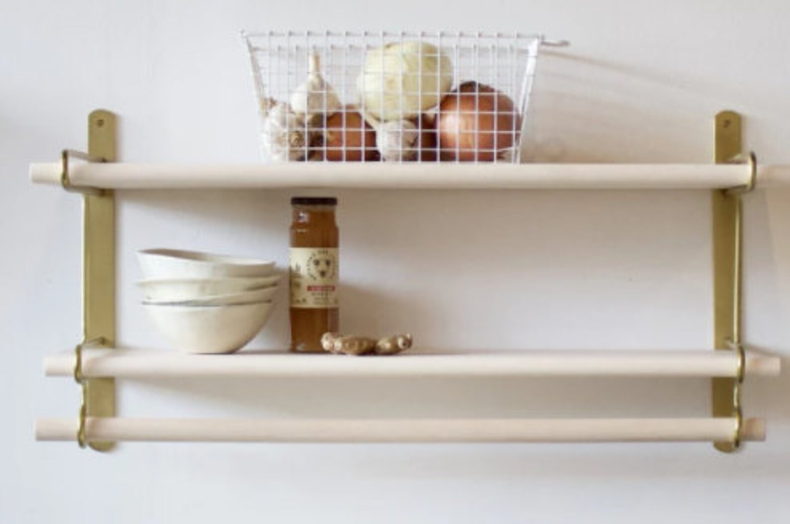 Set of 2 Solid Brass Artistic Brackets Modern DOUBLE Wall | Etsy