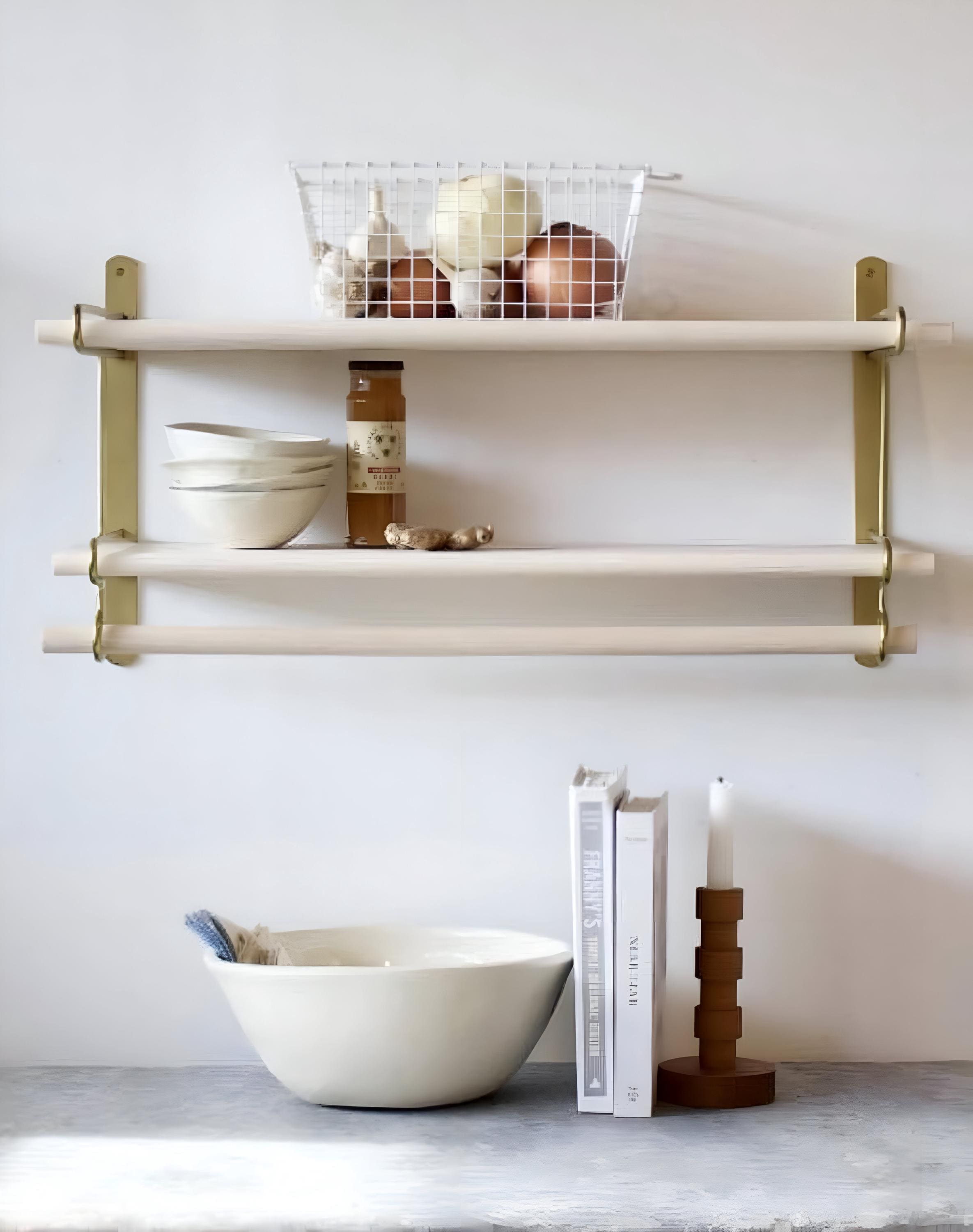 Set of 2, Solid Brass Artistic Brackets- Modern DOUBLE, Wall Brackets ...