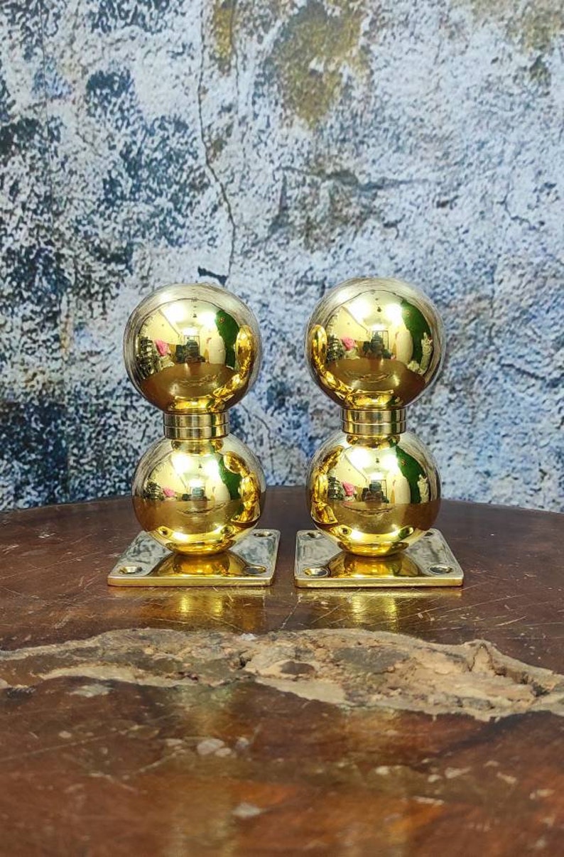 Set of 4, 5 Inches, DIY Heavy Duty ARTISTIC Solid BRASS Double Round ...