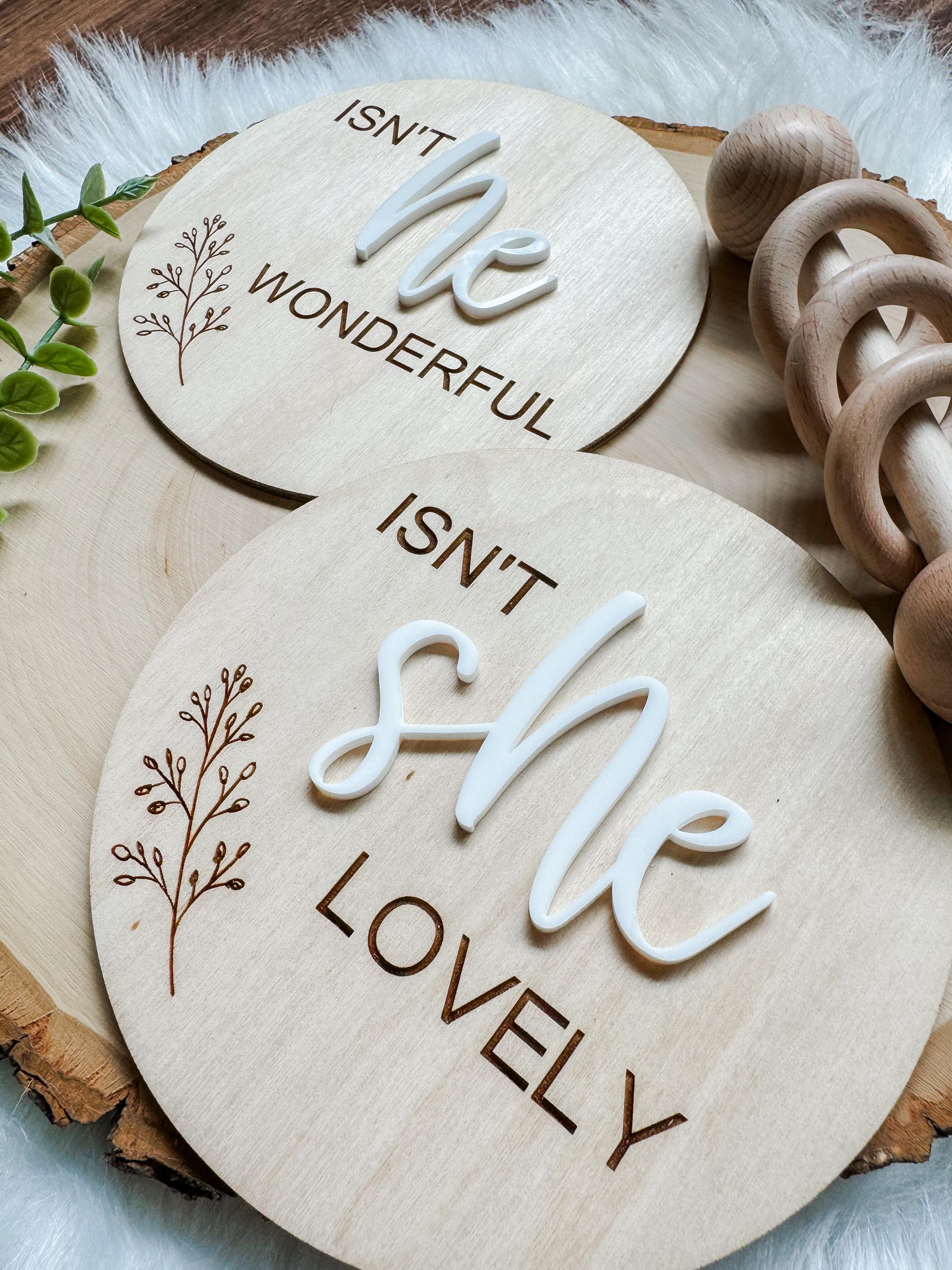 Isn't She Lovely Sign | Isn't He Wonderful Sign | Birth Announcement ...