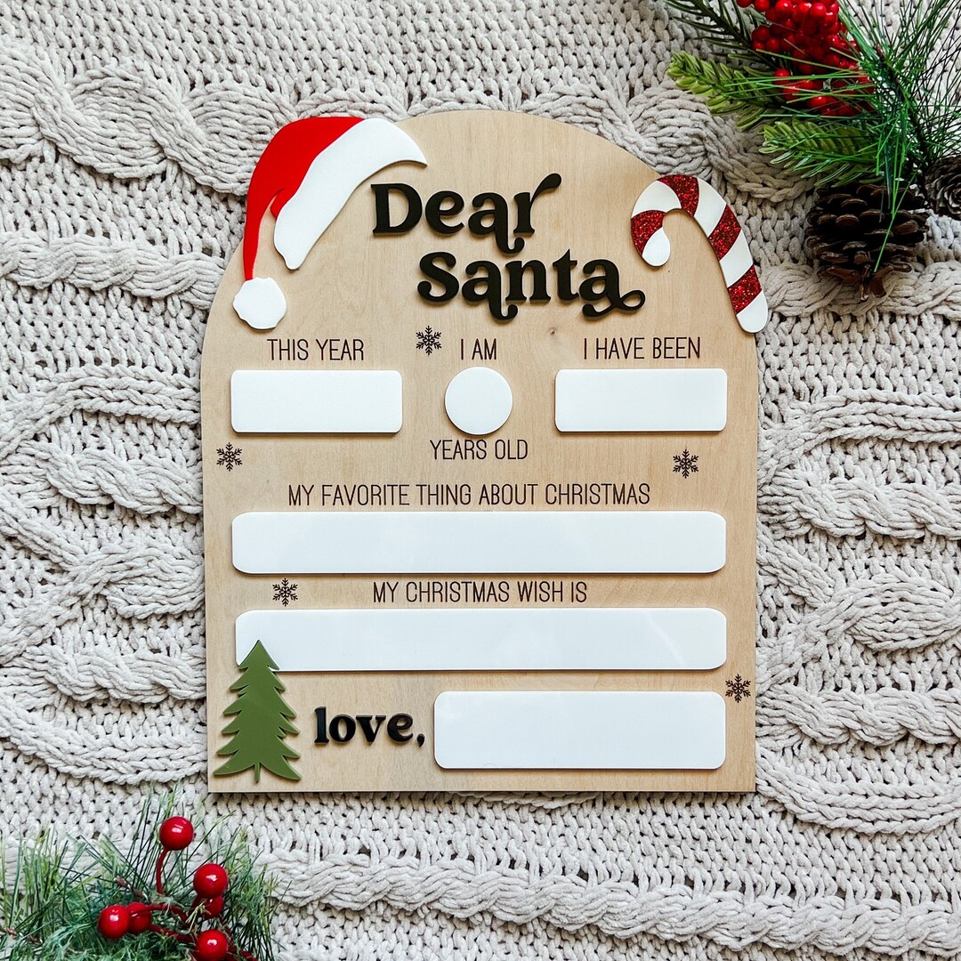 Dear Santa Christmas Board | Christmas Wish Sign | Reusable Dear Santa ...