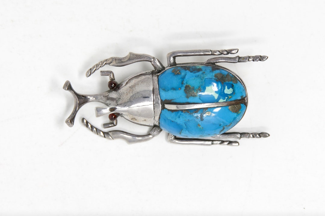 Broche de insecto escarabajo de plata de ley vintage estampado 925 ...