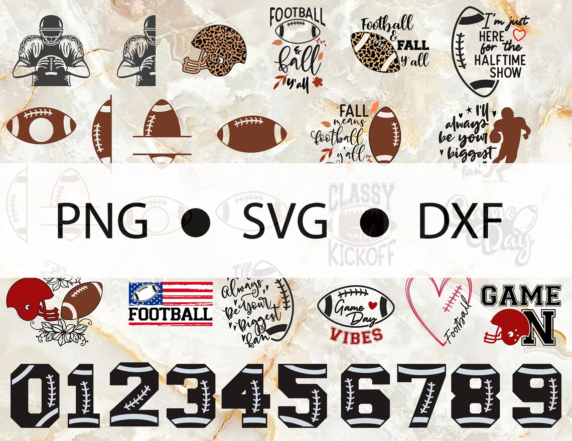 Football Bundle Digital Files png Svg and Dxf Files - Etsy