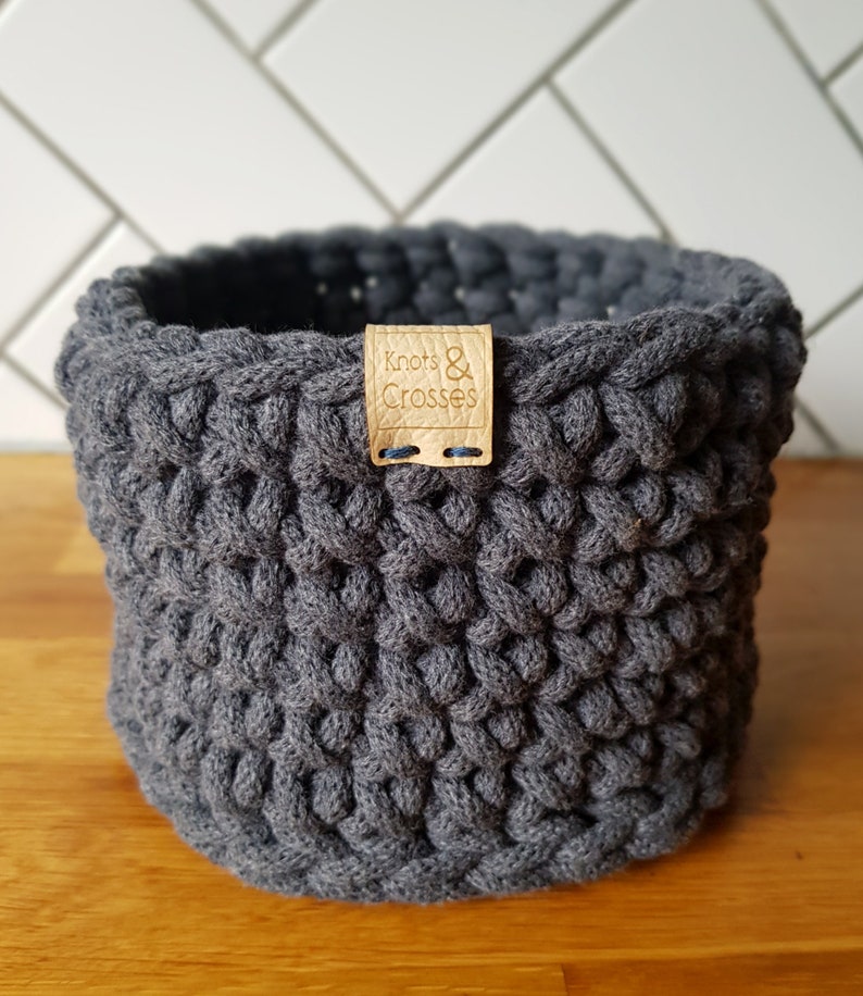 Medium Crochet Basket Sustainable Cord Crocheted Basket | Etsy