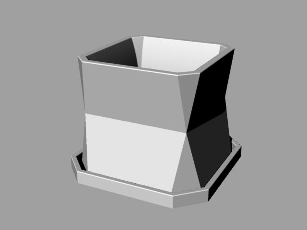 3D Printable STL File Square Pot Planter W/tray Hole W/o_hole Home ...