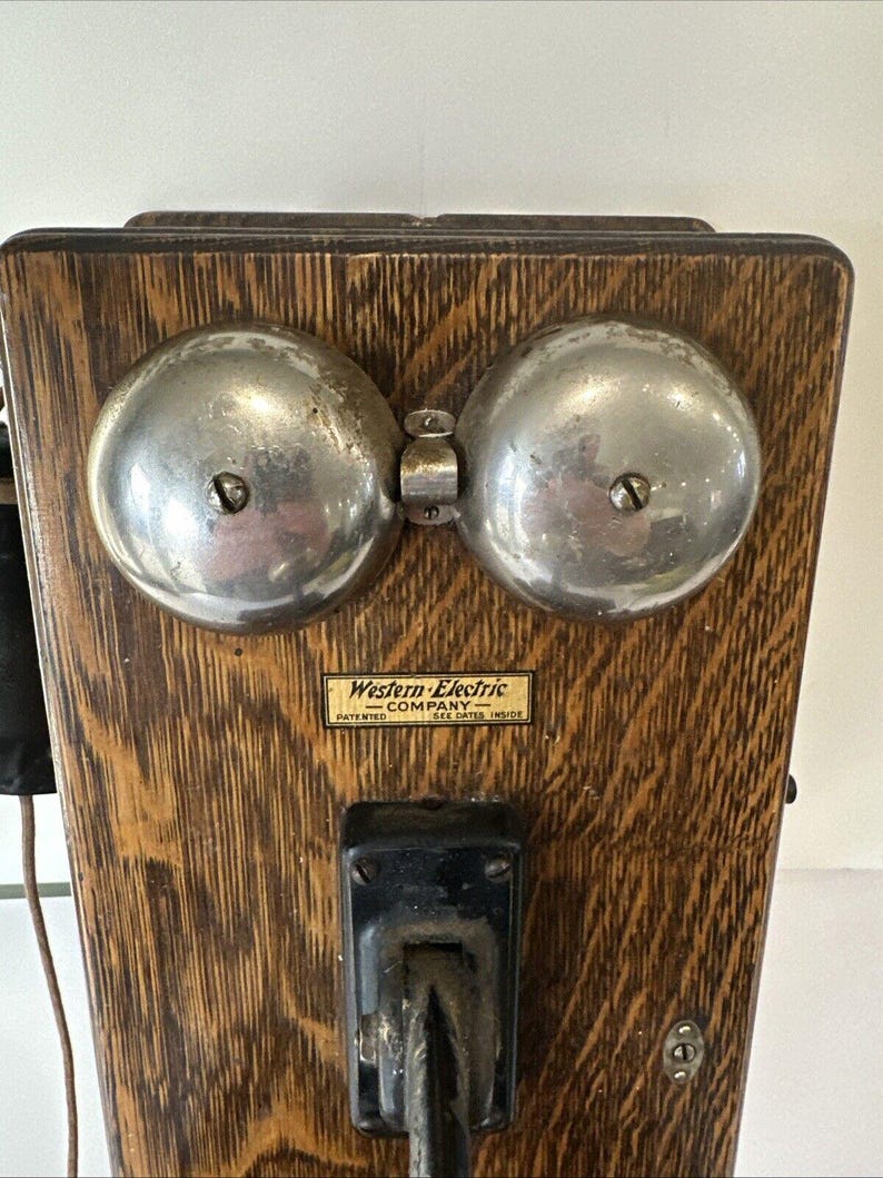 Antique Western Electric Oak Wood Hand Crank Wall Mount Telephone 317R ...