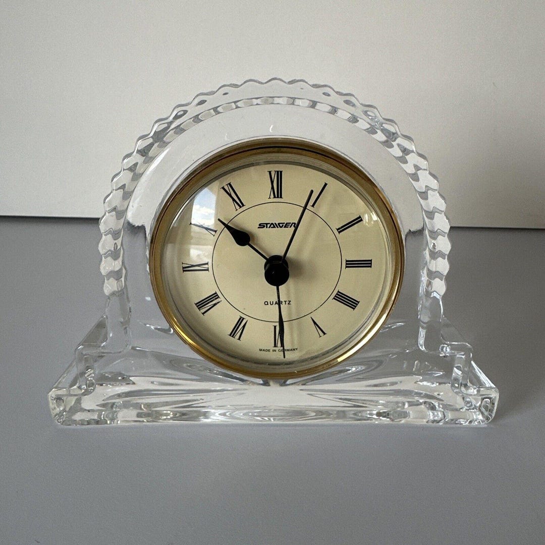 Vintage STAIGER Clock Crystal Glass Quartz German Movement - Desktop - Etsy