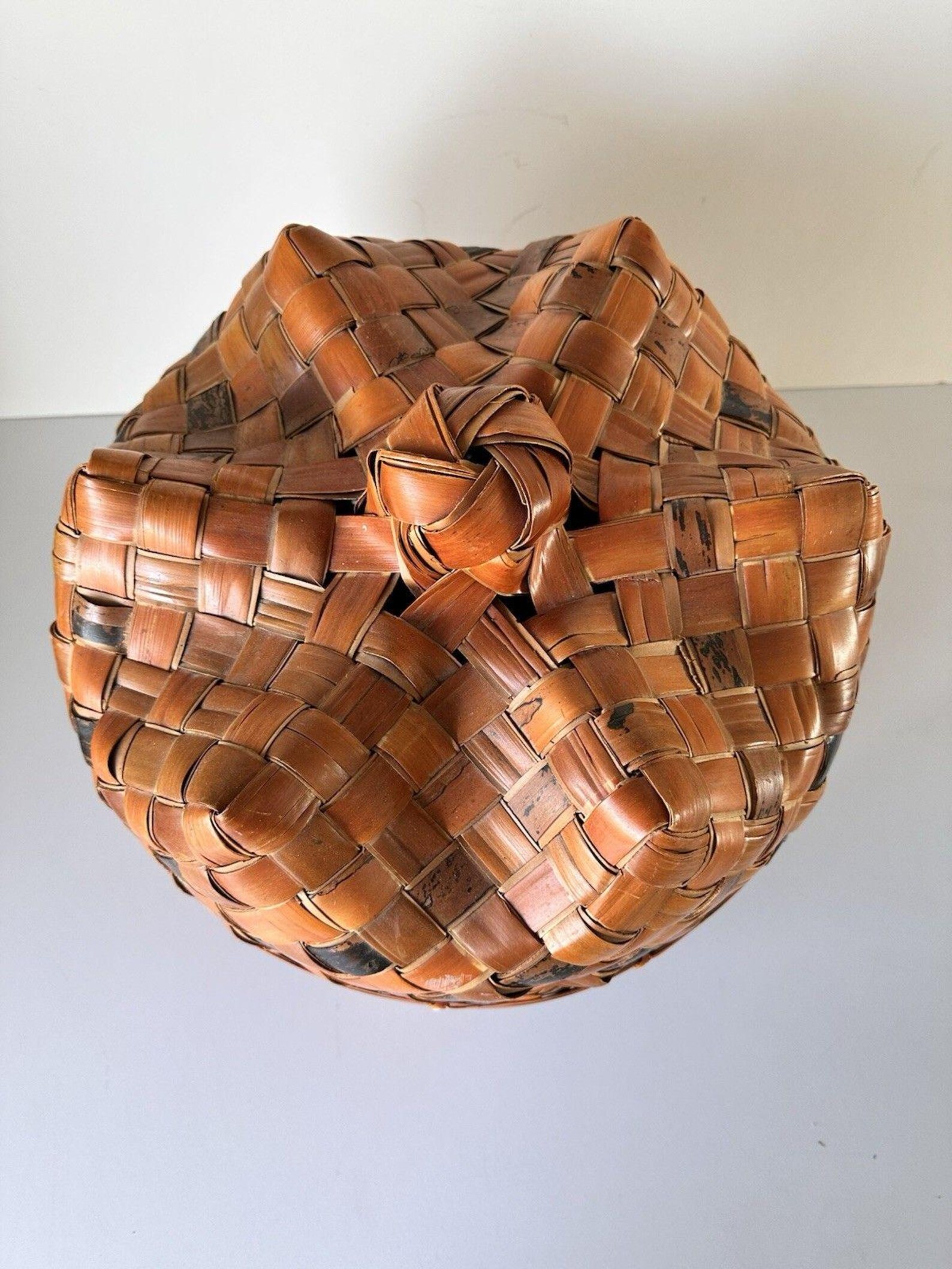 Antique Hand Woven Karagumoy Filipino Two Toned Grain Basket 13" X 14 ...