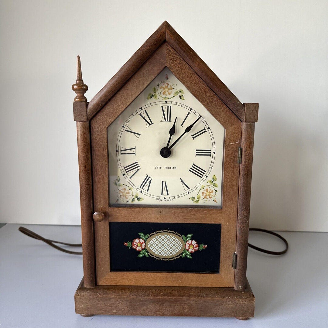 Seth Thomas Vintage 7 Day Sharon Chime Rod Steeple Cathedral Mantel ...