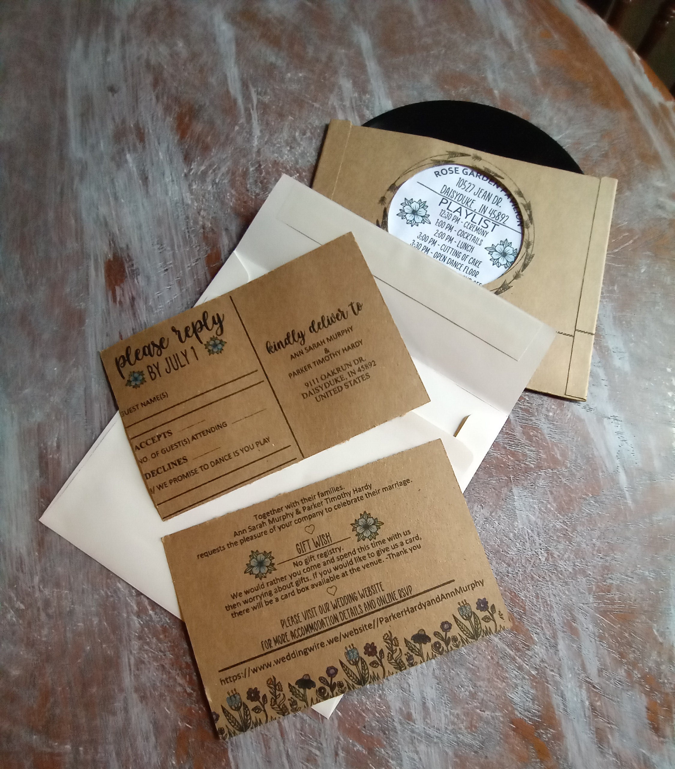 Wedding Invitations 45RPM Record Vinyl Invitation Vinyl Invite SAMPLE ...