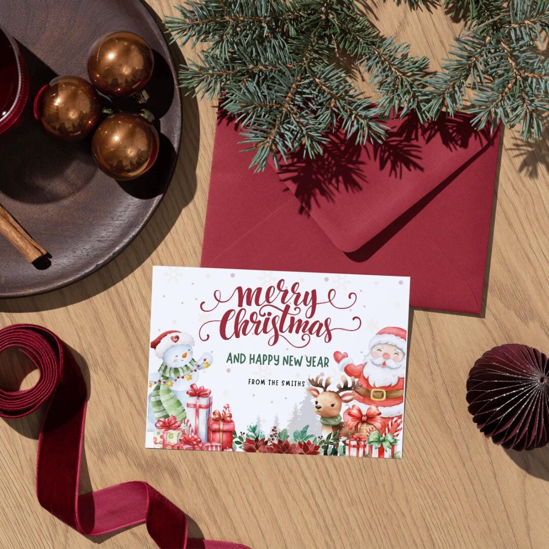 Editable Christmas Card Template Canva, Simple Card Printable ...