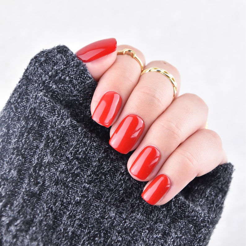 Red Press on Nails Custom Colors Full Nail Kit High | Etsy