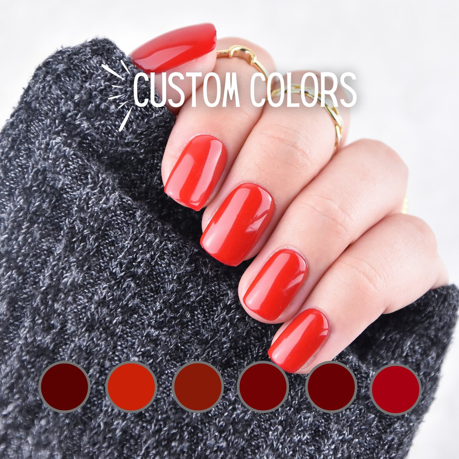 Red Press on Nails Custom Colors Full Nail Kit High | Etsy