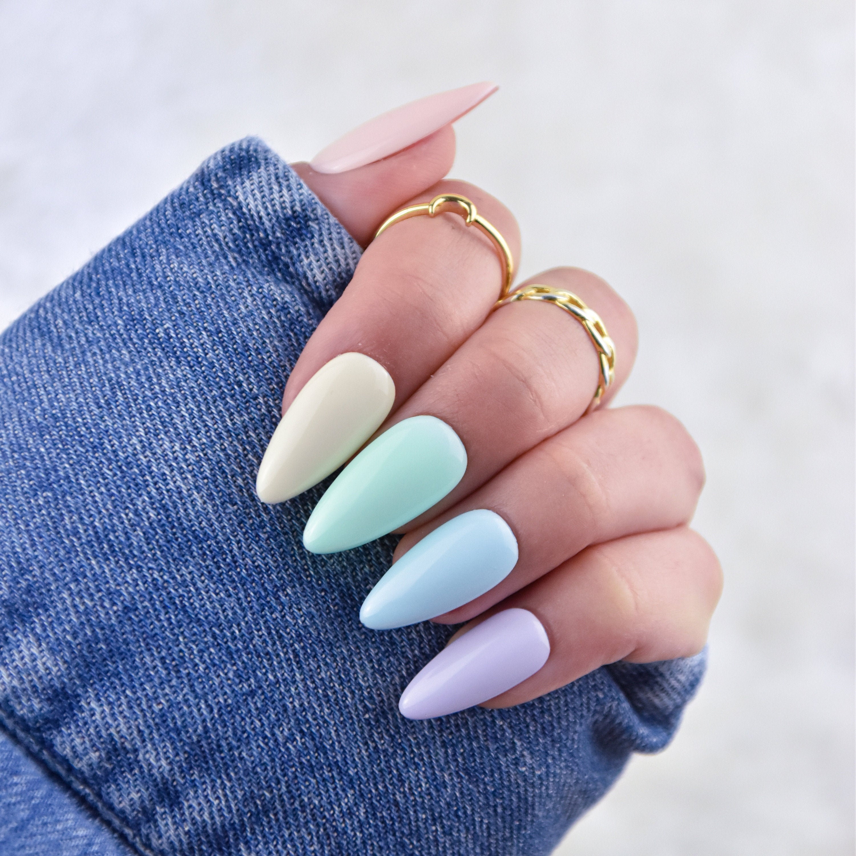 Press on Nails pastel Touch Fake Nails Glue on - Etsy
