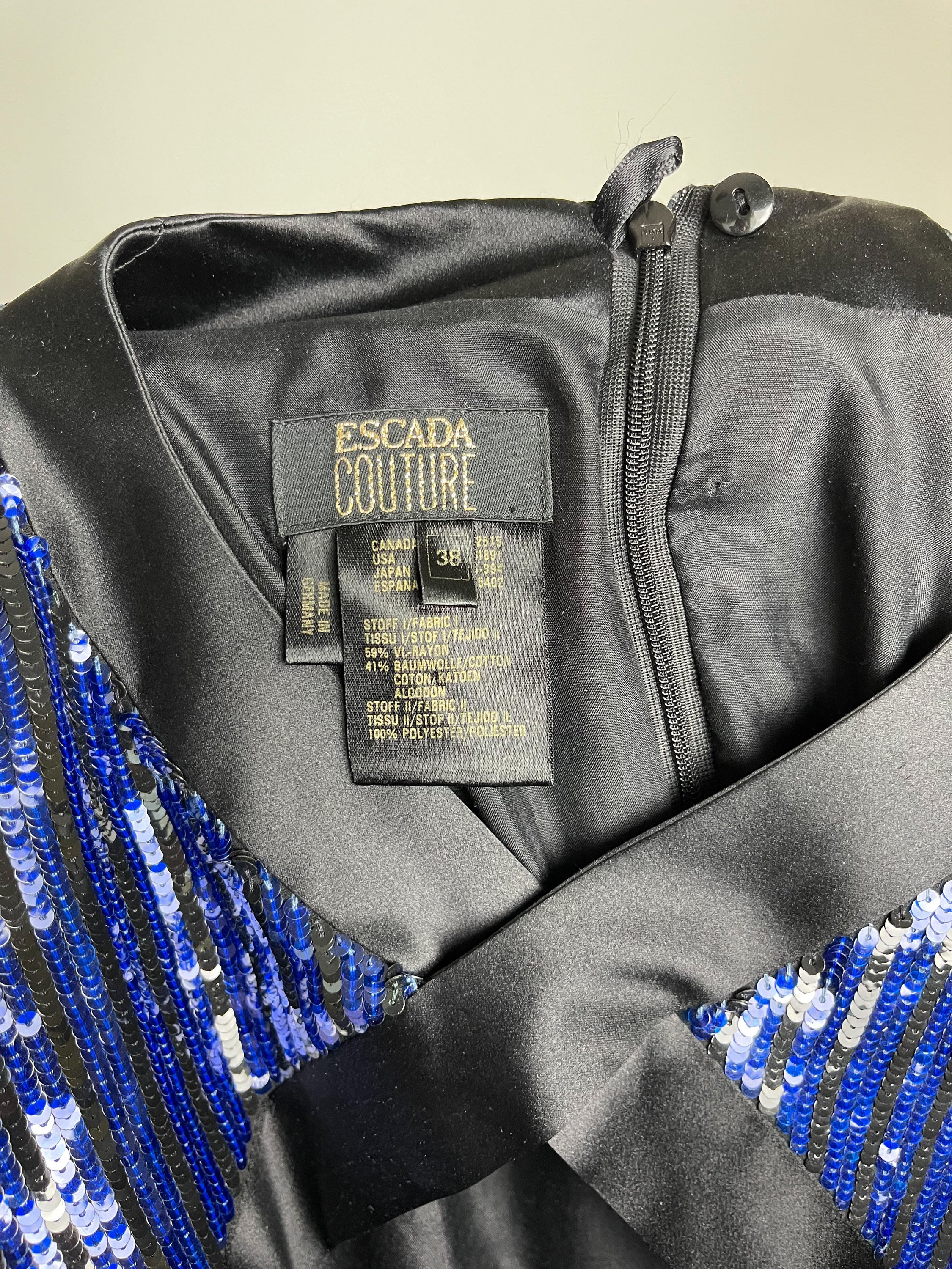 Vintage Escada Couture Evening Dress With Black and Blue - Etsy