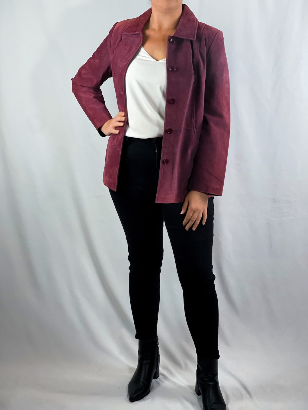 Women’s Vintage Plum Leather Jacket by Bernardo | Sz M/L - Etsy
