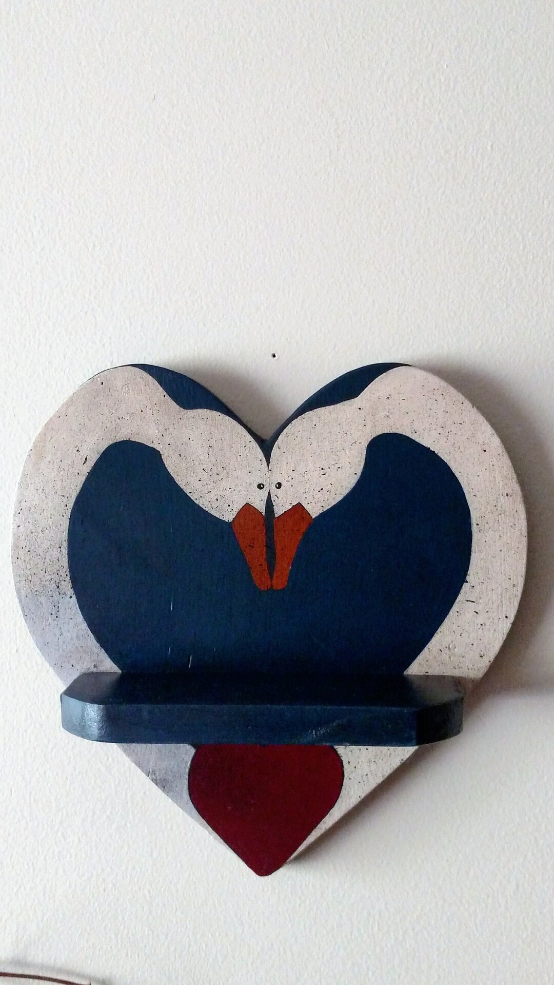 Heart Shaped Shelf With Two Geese, Handmade, Hand Painted, Wood - Etsy