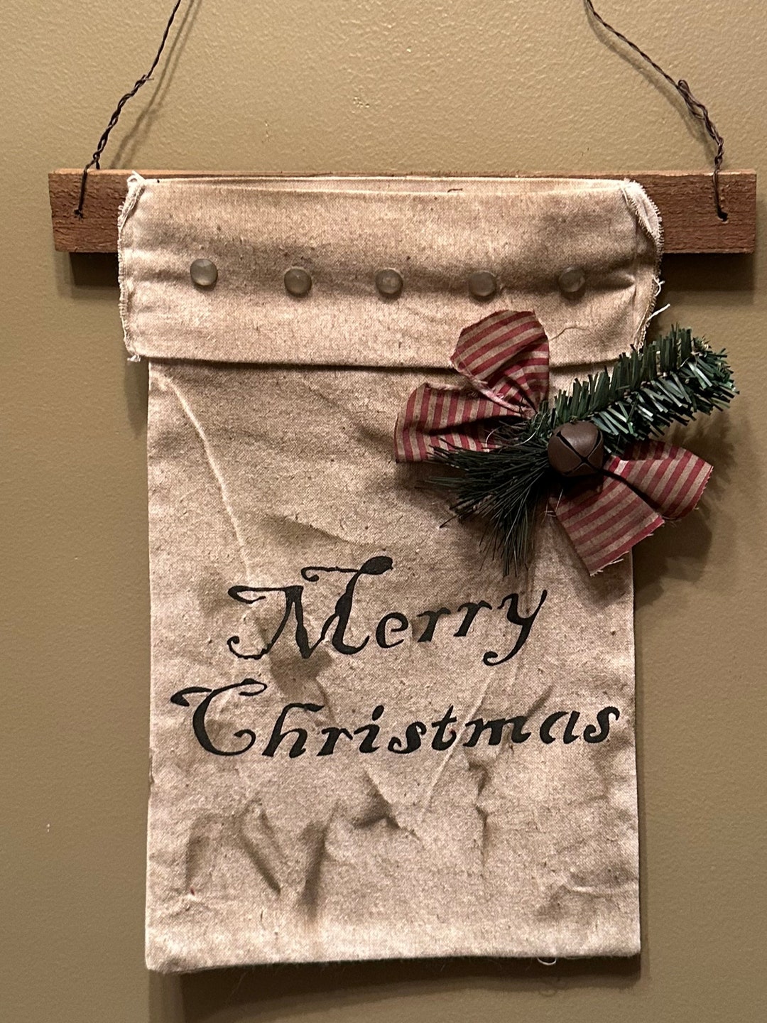 Primitive Merry Christmas Fabric Wall Hanging, Christmas, Rustic - Etsy