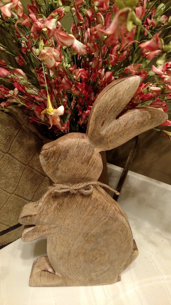 Rabbit Wood Table Mantle Farmhouse Country Cottage | Etsy