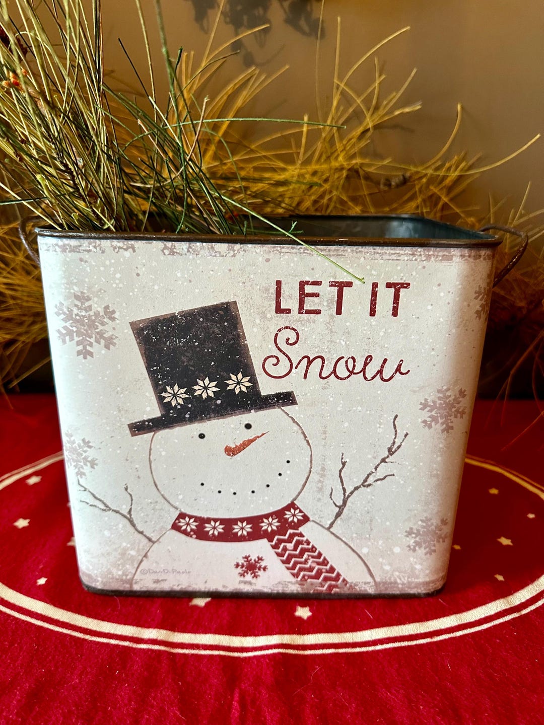 Snowman Container, Metal, Paper, Christmas, Winter - Etsy