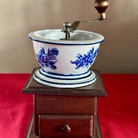 Vintage Blue Delft Style Café Coffee Mill Grinder Porcelain, Wood ...