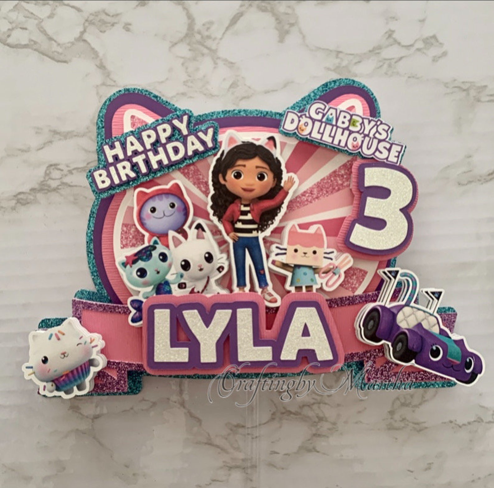 Gabbys Dollhouse Inspired Cake Topper Gabby Dollhouse Party - Etsy