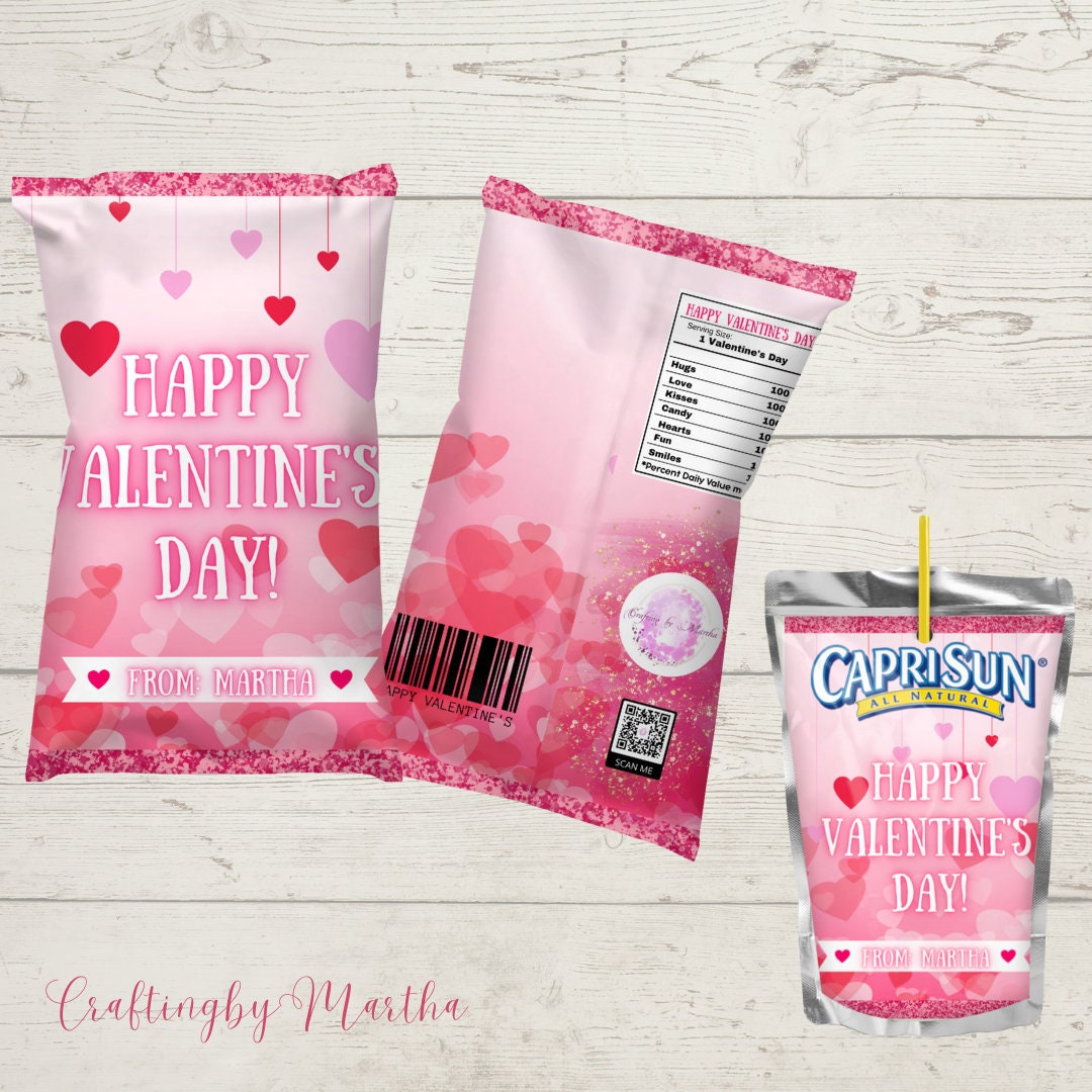 Valentine's Day Chip Bags and Capri Sun Labels, Digital File, Chip Bag ...