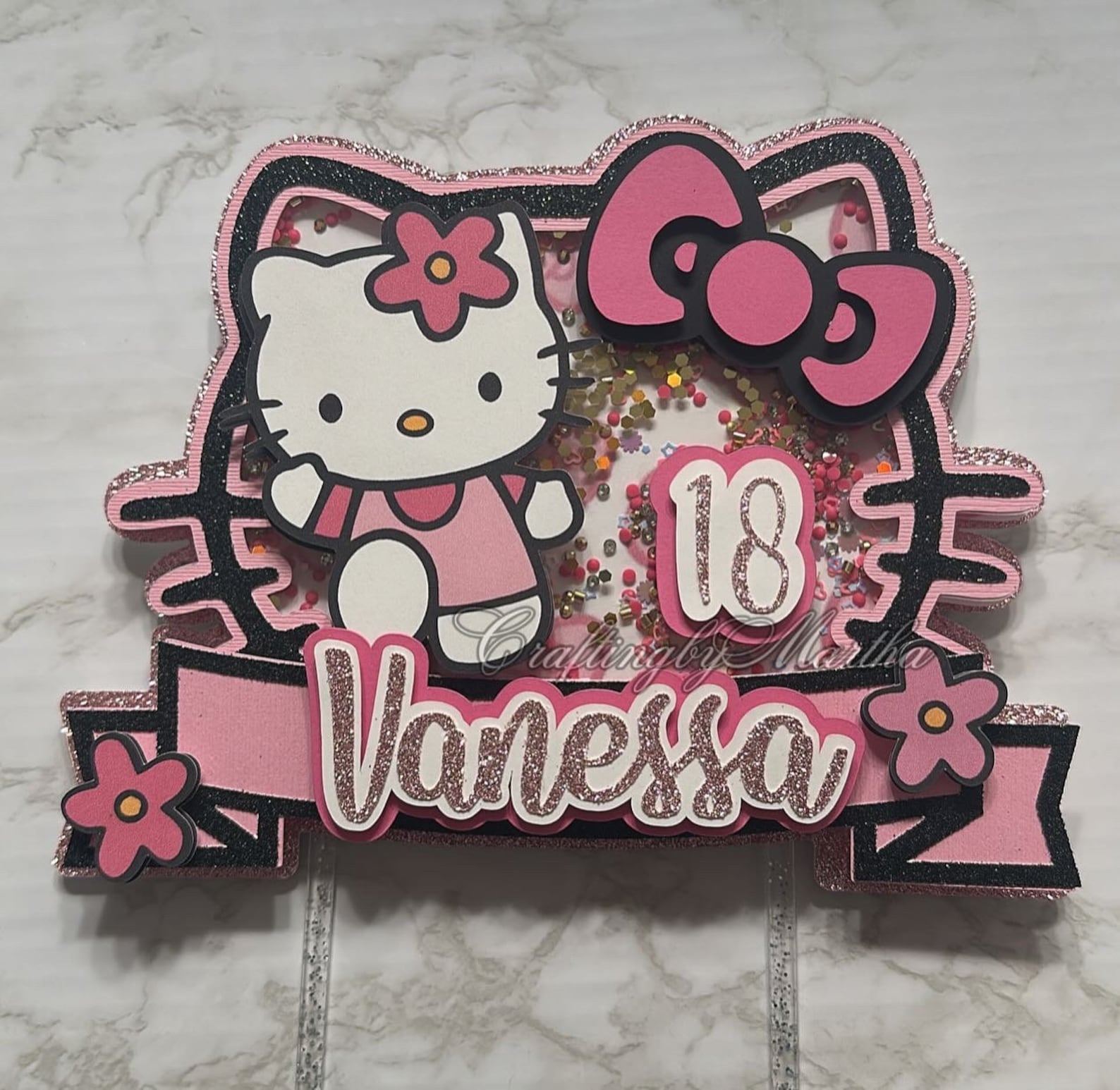 Kitty Cake Topper, Happy Birthday Pink Hello Kitty Cake Topper Decor - Etsy