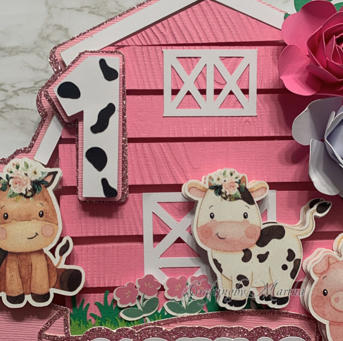 Girly Farm Cake Topper, Barn Cake Topper, Farm Birthday - Etsy