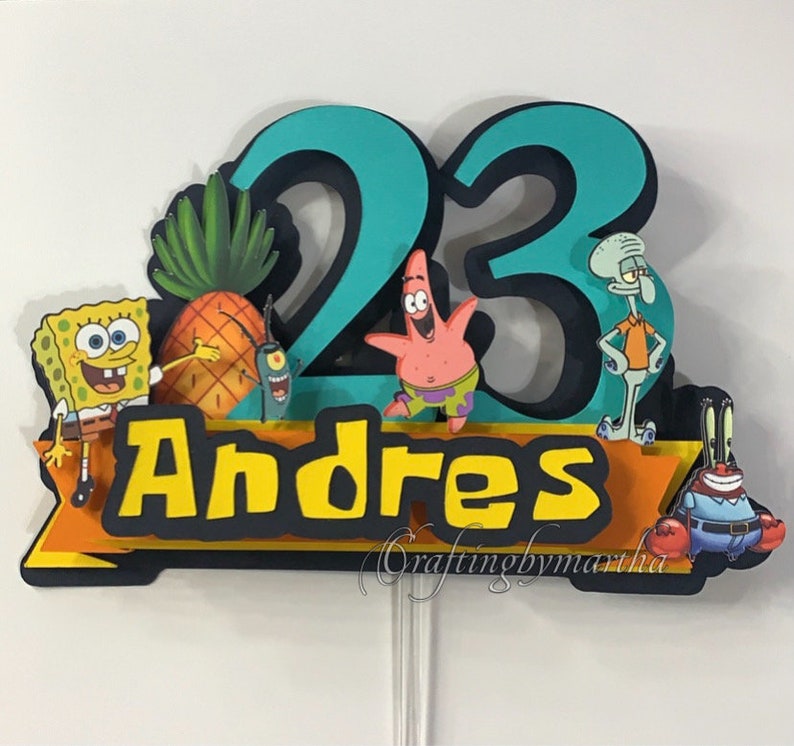 Spongebob Birthday Cake Topper, Cake Topper, Spongebob Party - Etsy