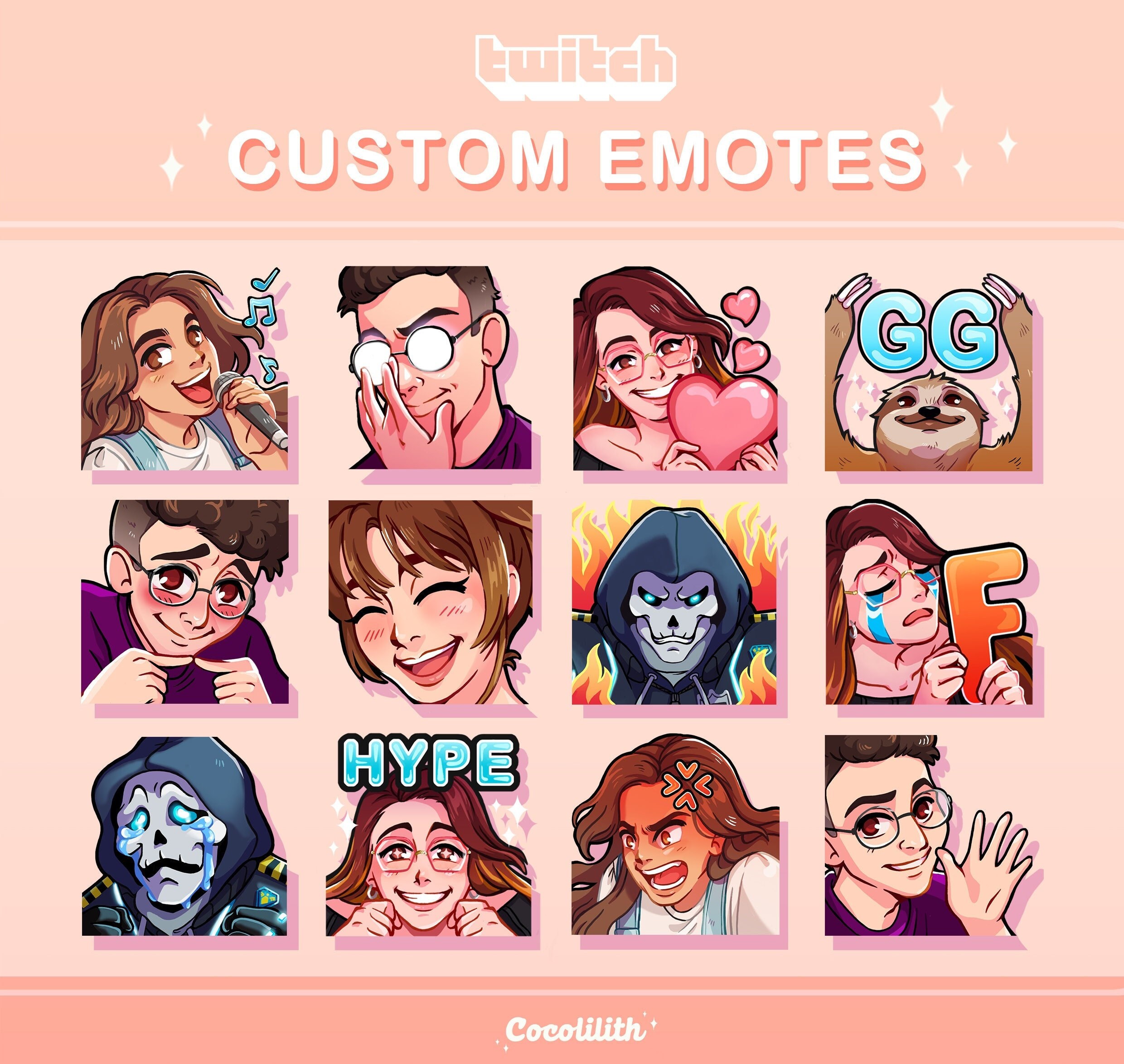 CUSTOM EMOTE COMMISSION / Twitch Discord Youtube Emotes, Custom Design ...