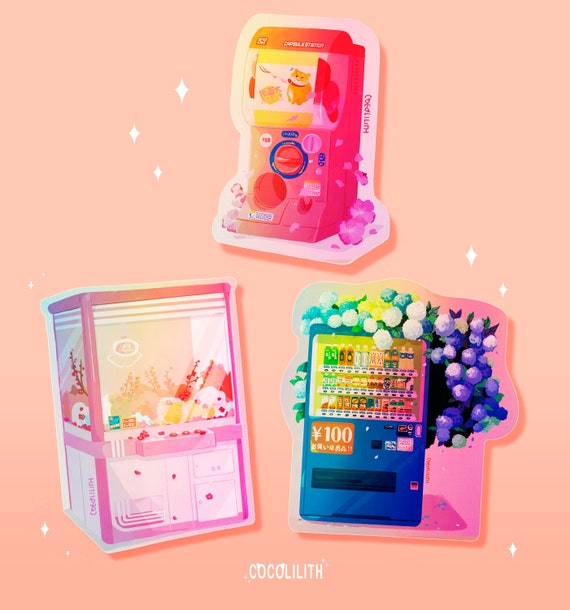 3 Pcs JAPANESE VENDING MACHINE / Stickersdigital Art - Etsy
