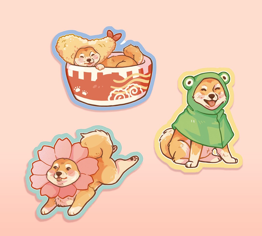 SHIBA INU - 3 Pcs Sticker Pack / Stickers, Digital Art, Illustration ...