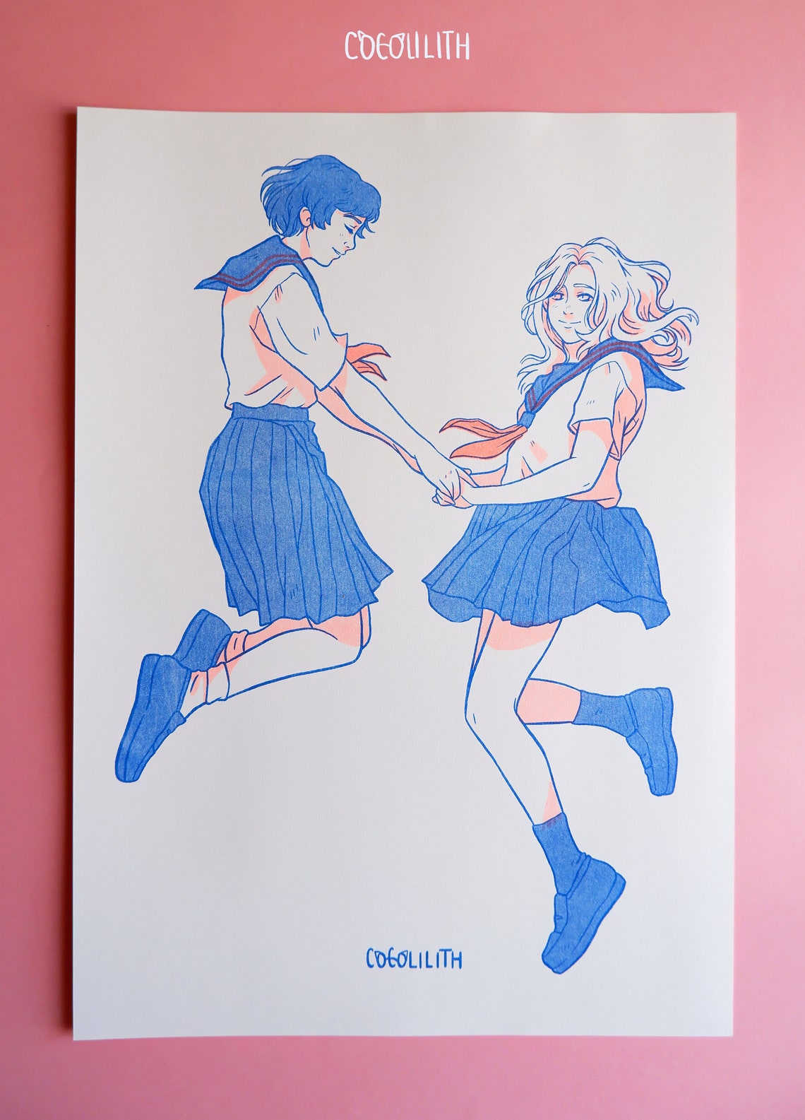 SCHOOL GIRLS - Risography Print A3 / Digital Art, Illustration, Home ...