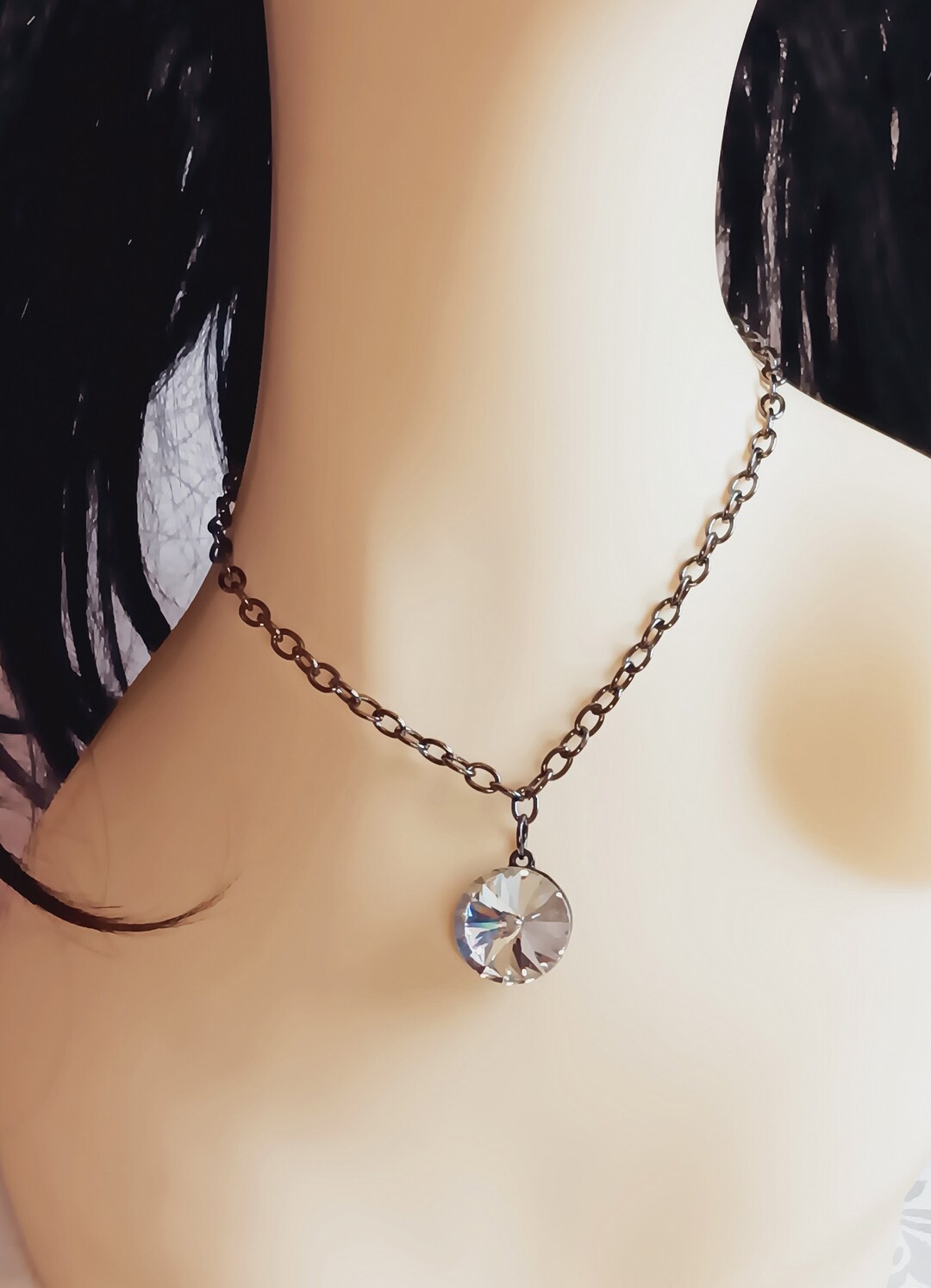 Necklace With Large Crystal Stone, Elegant Necklace, Women's Unique ...