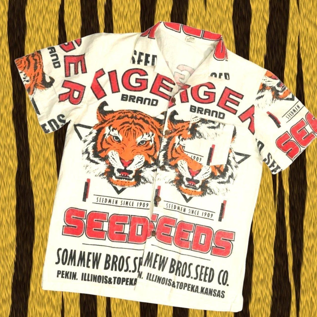 Tiger Seed Sack Short Sleeve Button Down Shirt - Etsy
