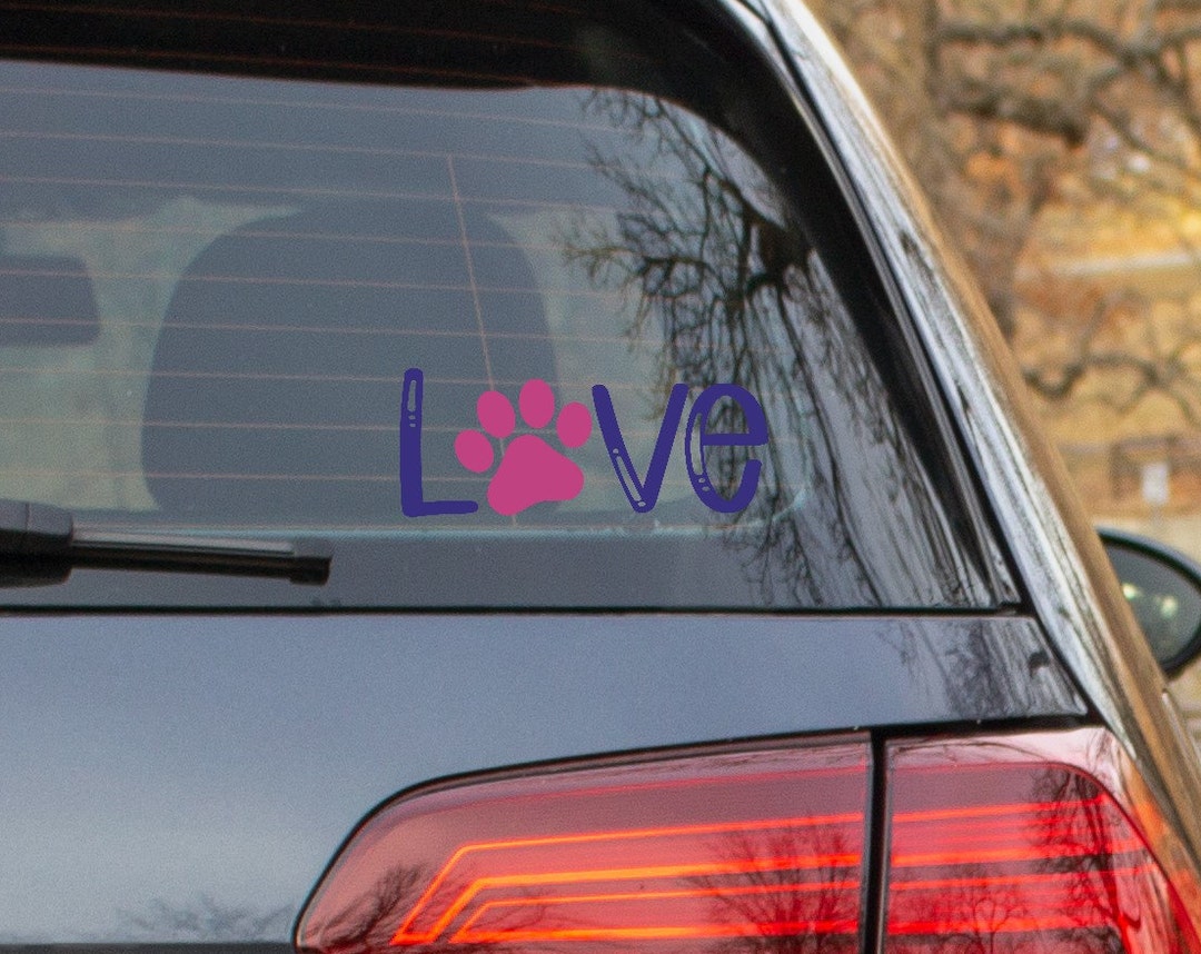 Love With Paw Print Car Decal - Etsy