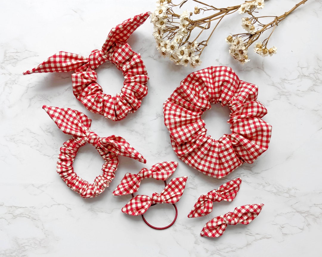 Red Gingham School Hair Bows, 100% Pure Cotton, Back to School Hair ...
