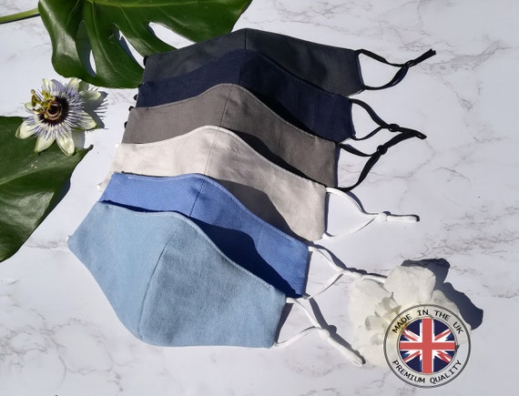 Fitted Face Mask UK 100% Pure Cotton Face Mask Triple - Etsy UK