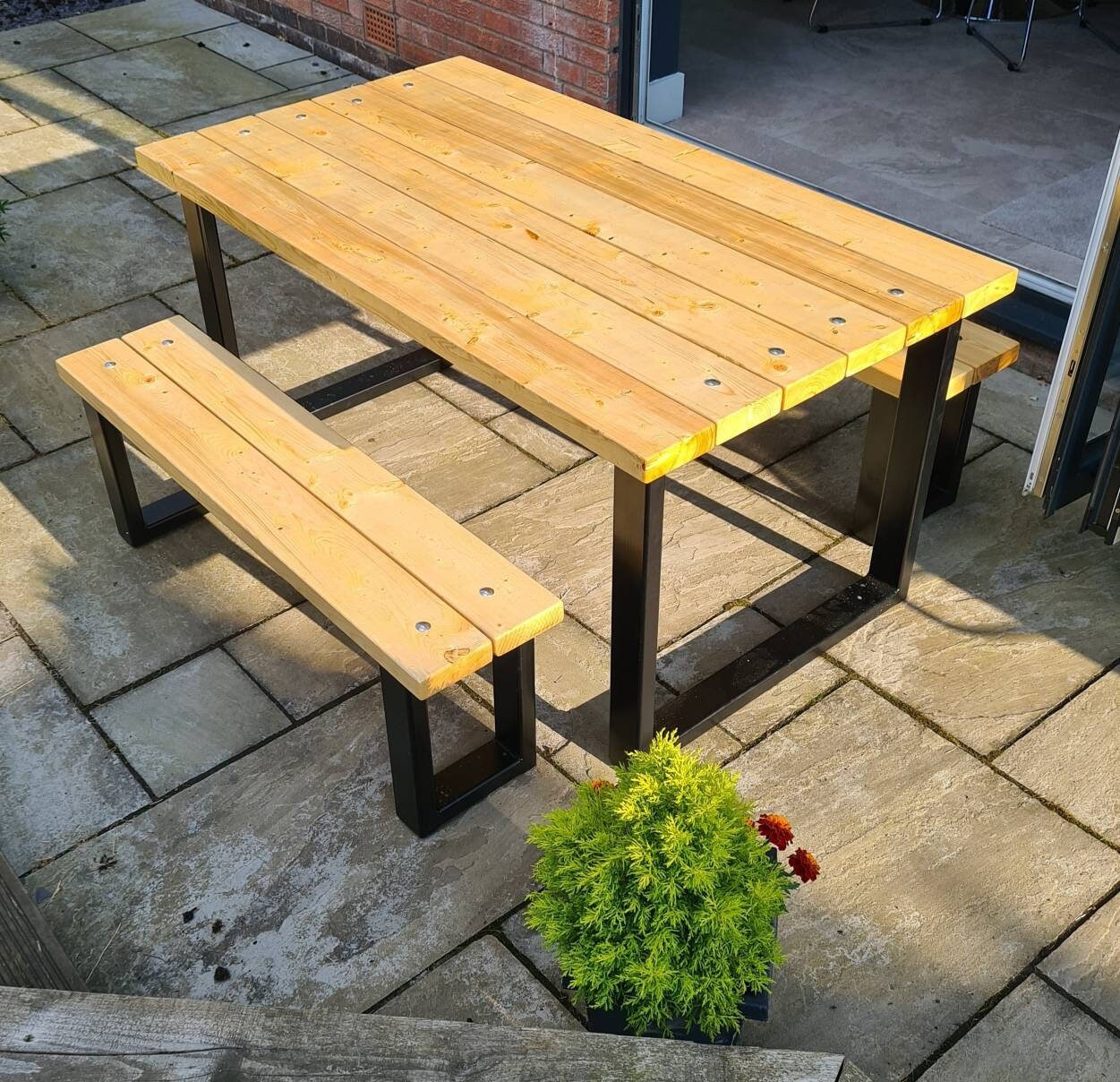 Outside/inside Dining Table With Benches - Etsy UK