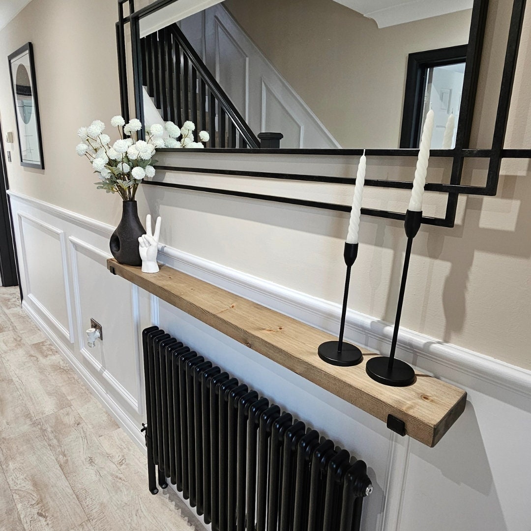 Rustic Radiator Shelf With Shelf Brackets - Etsy UK