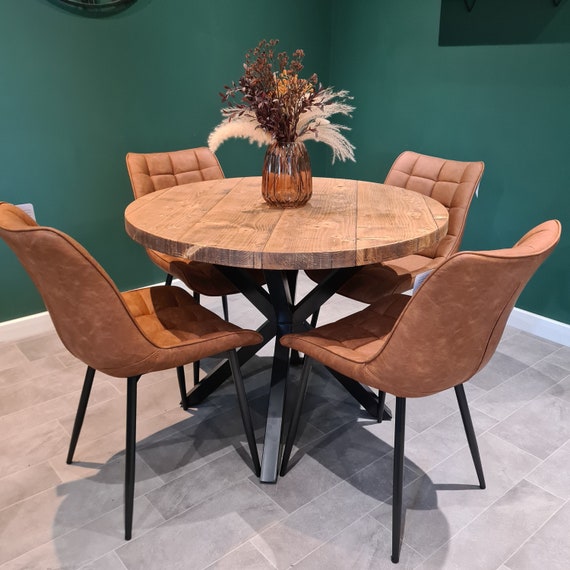 Reclaimed wood round dining table store